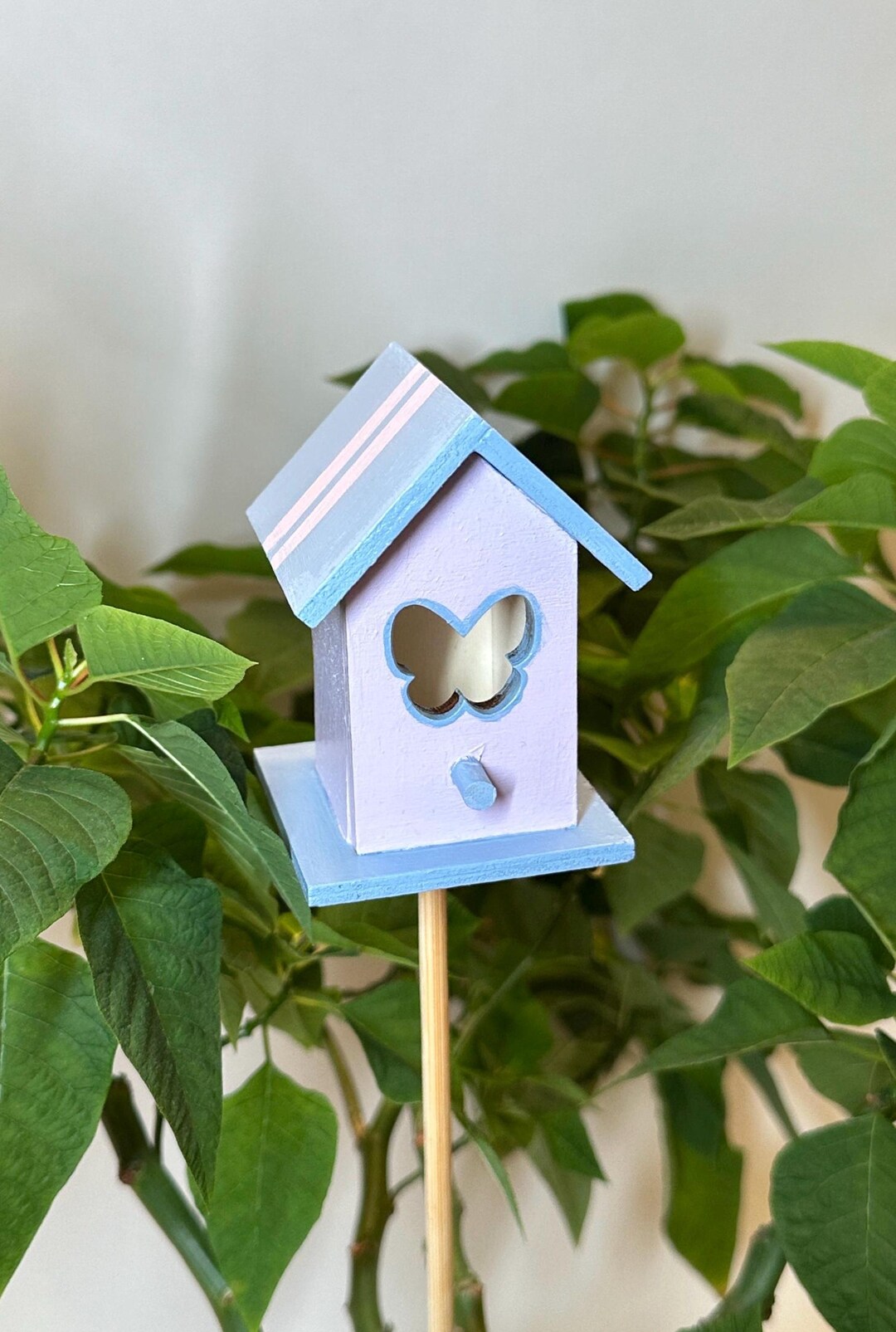Miniature Birdhouse Indoor Plant Pick Purple Blue - Etsy