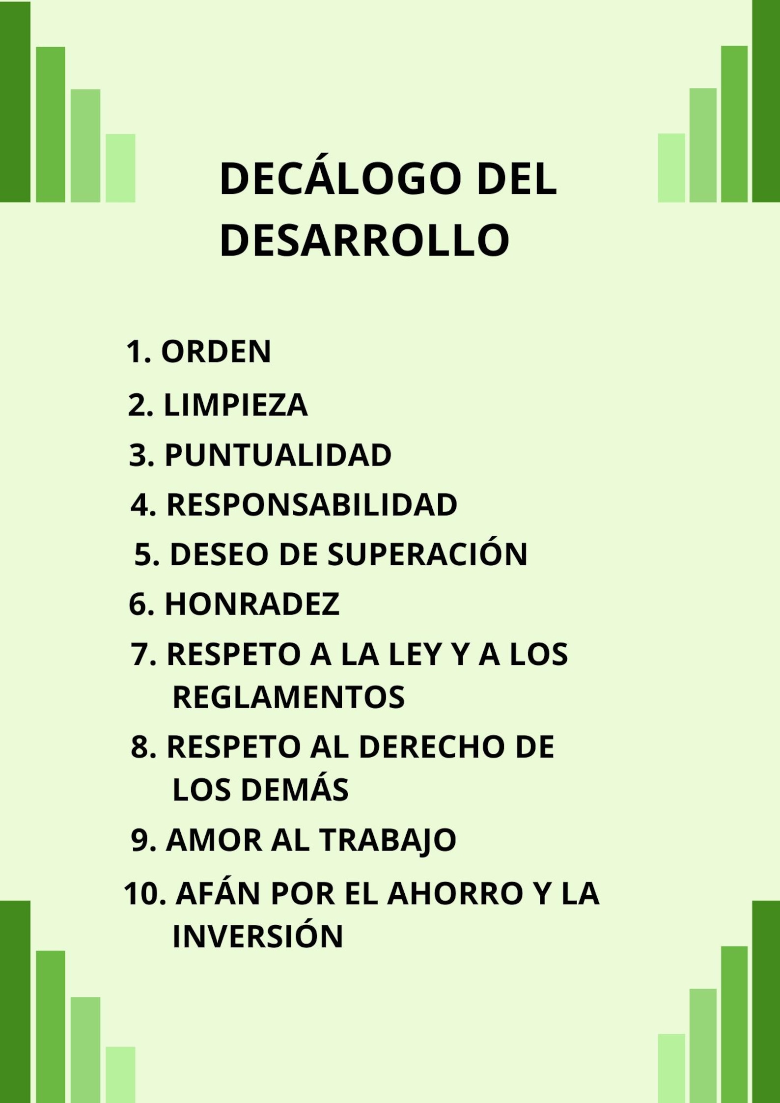 Plantilla DECÁLOGO DEL DESARROLLO - Etsy