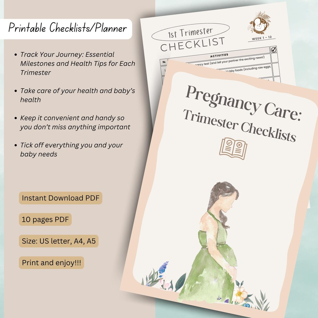 Trimester Checklist, Pregnancy Checklist Bundle, Printable Planner, to ...