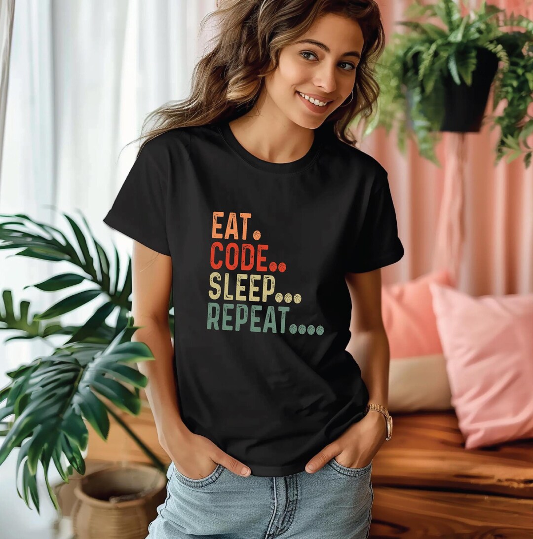 Eat Code Sleep Repeat Basketball T-shirt, Game Trainer Baller Shoot Tee ...