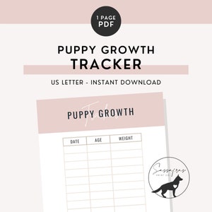 Puppy Growth Tracker Instant Download Minimal Printable Pet Tracker ...