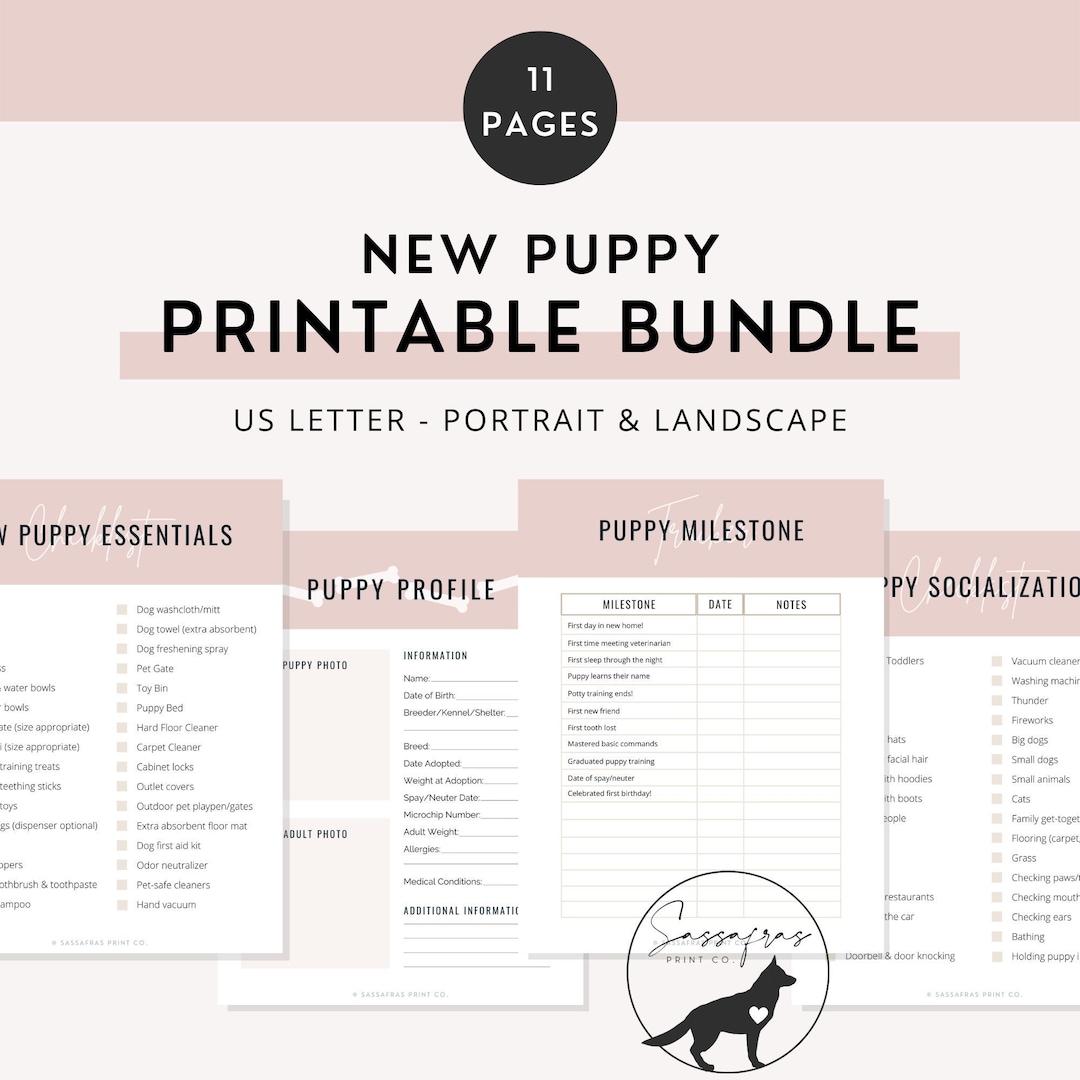 BUNDLE: New Puppy Printable Bundle Printable Pet Workbook, Puppy ...