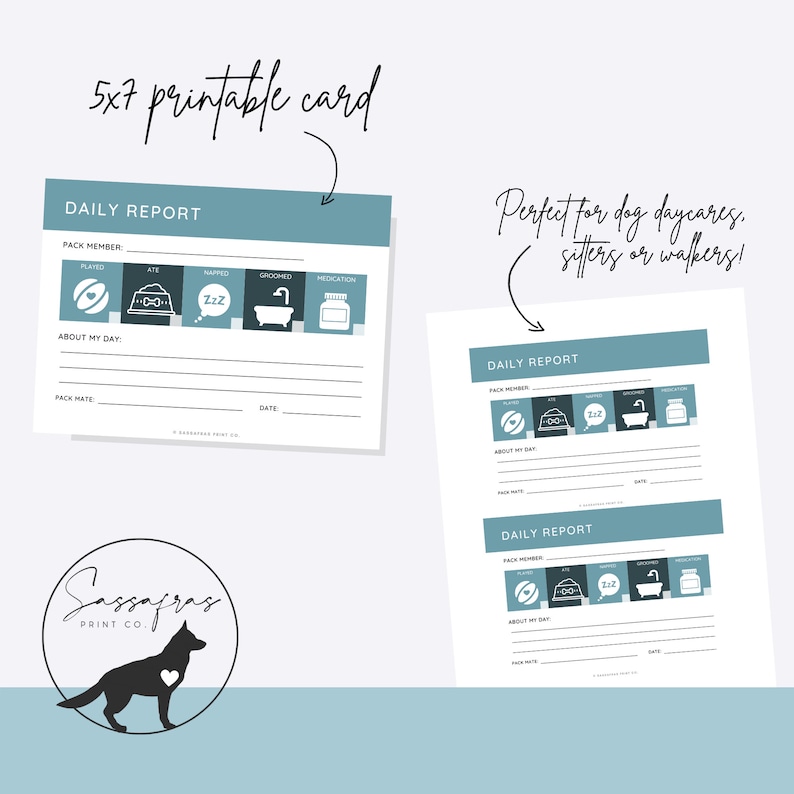 Blue Dog Daily Report Card Doggie Day Care or Camp Report - Etsy