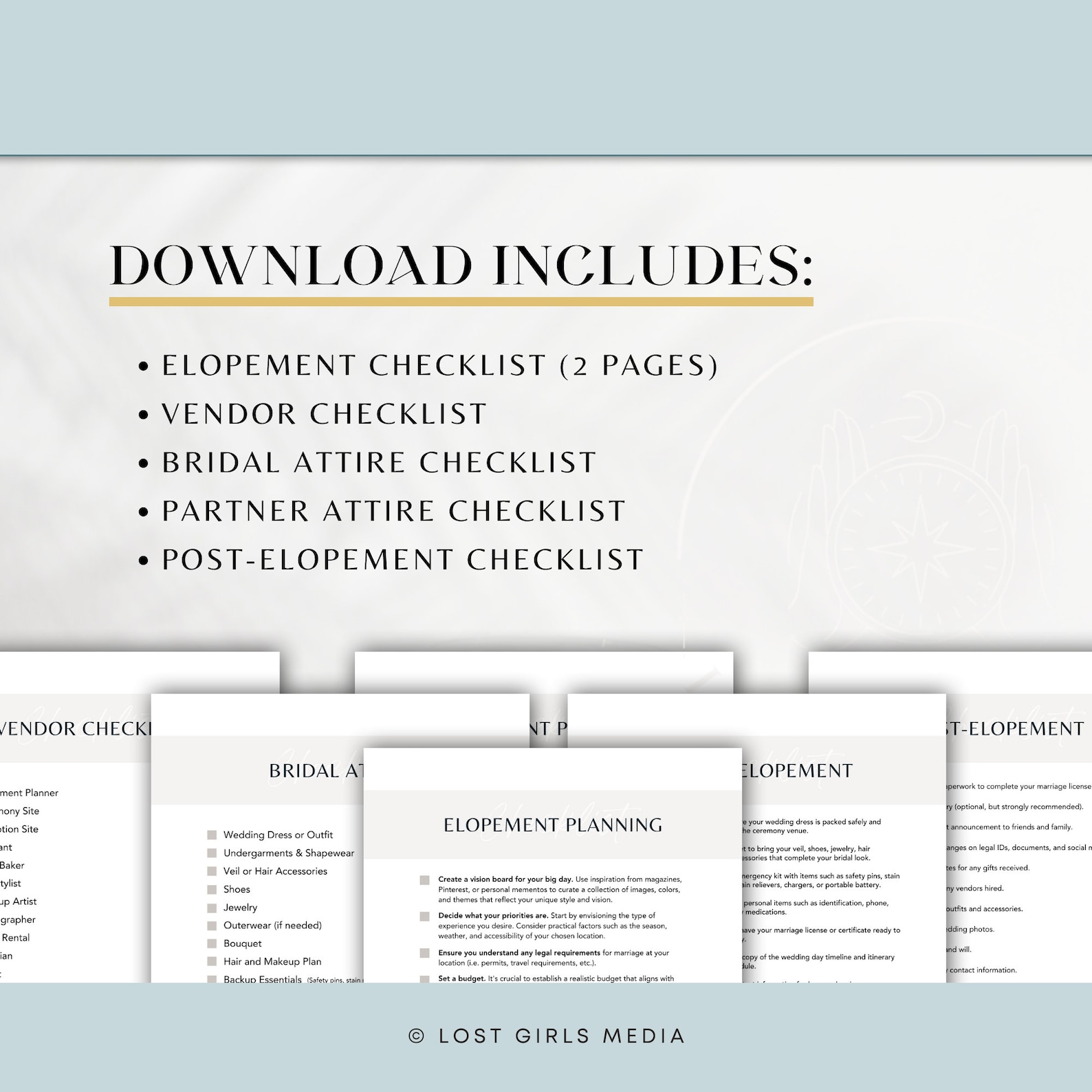 Elopement Checklist Instant Download Printable Minimal Printable ...