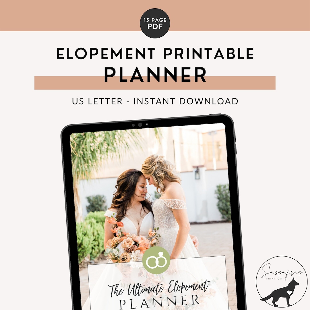 INSTANT DOWNLOAD Elopement Planner Instant Download Printable Minimal ...