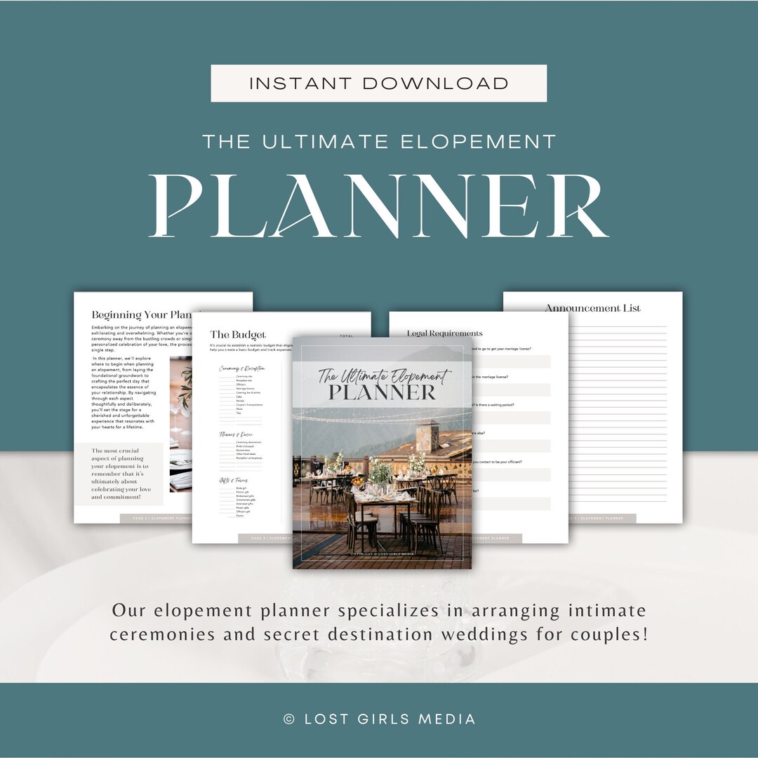Elopement Planner Instant Download Printable Minimal Printable ...