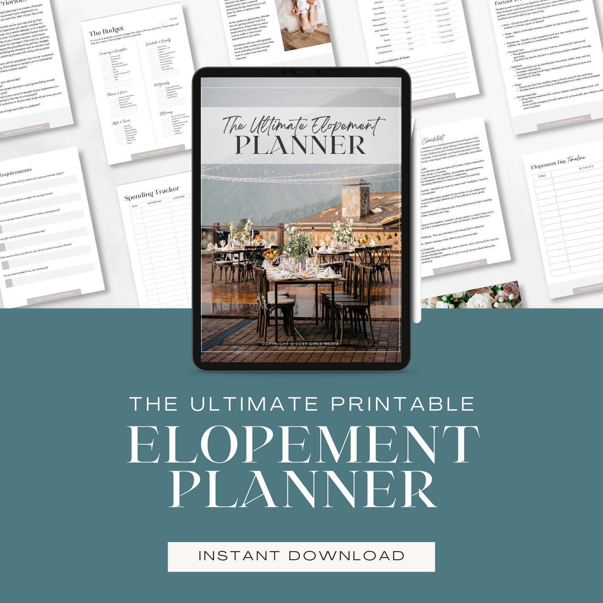 INSTANT DOWNLOAD Elopement Planner Instant Download Printable Minimal ...