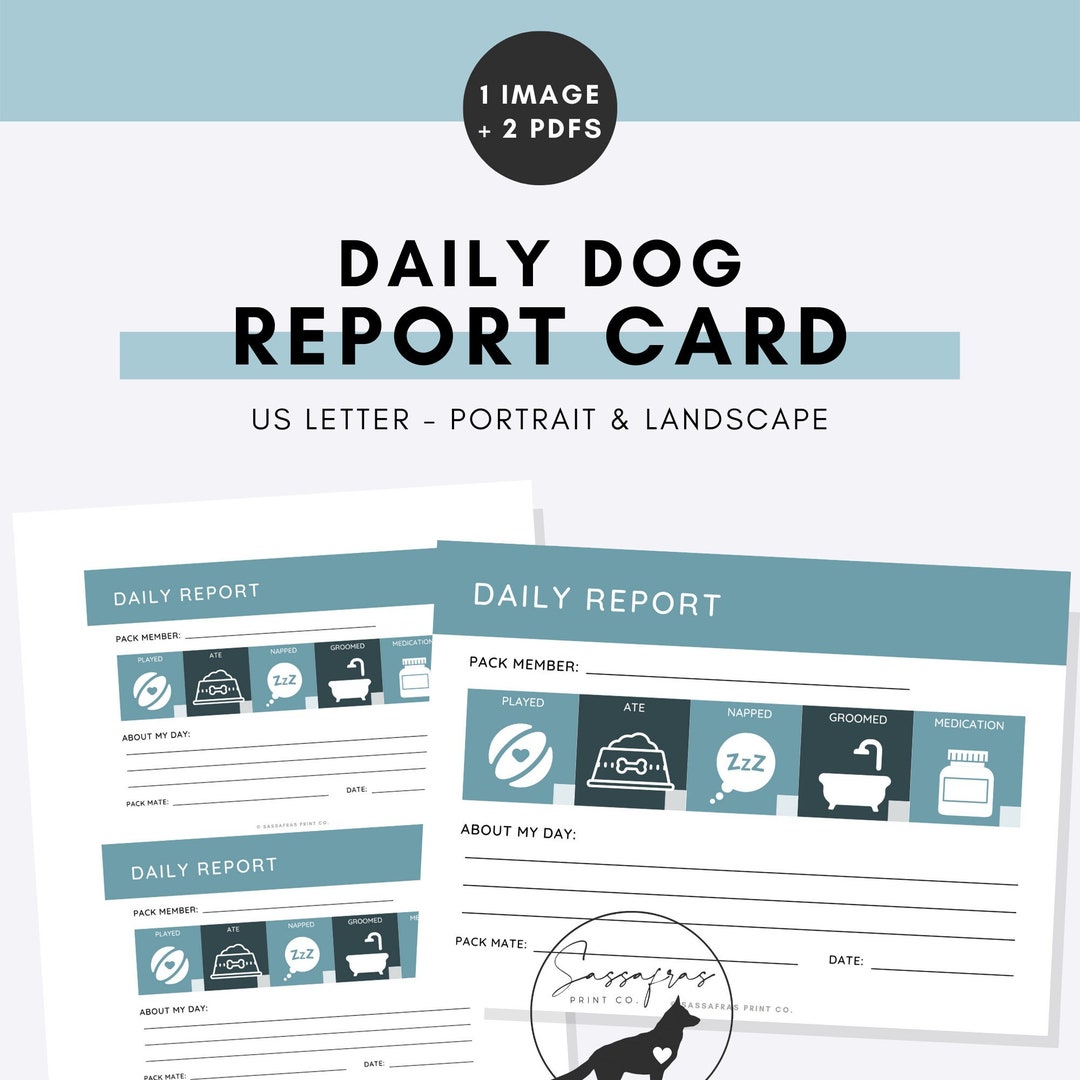 Blue Dog Daily Report Card Doggie Day Care or Camp Report - Etsy