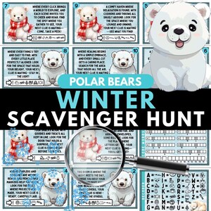 Polar Bears Scavenger Hunt for Kids, Indoor Printable Game, Riddles ...