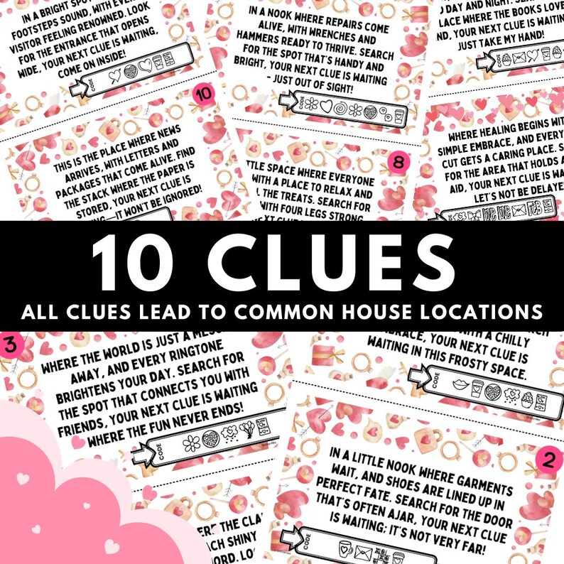 Valentine's Day Scavenger Hunt for Kids, Indoor Printable Game, Riddles ...