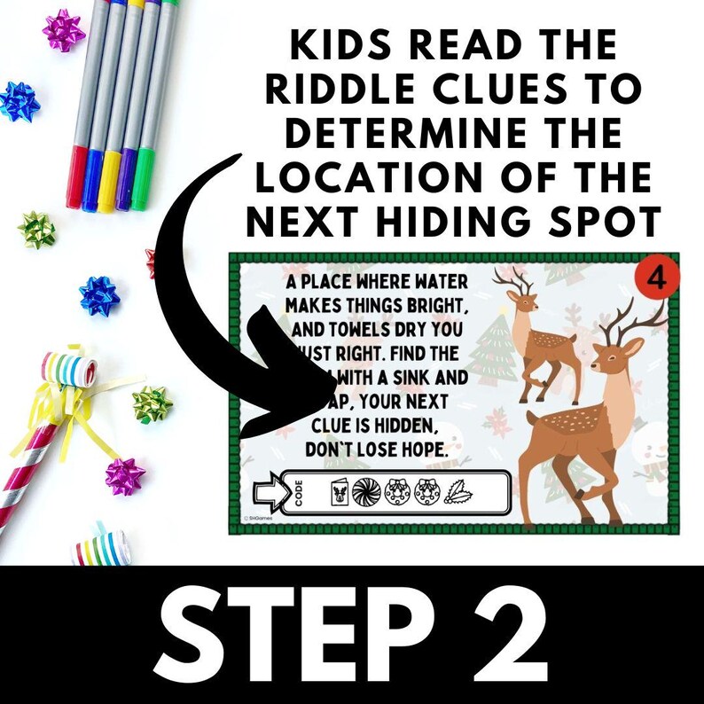 Christmas Reindeer Scavenger Hunt for Kids, Indoor Printable Game ...