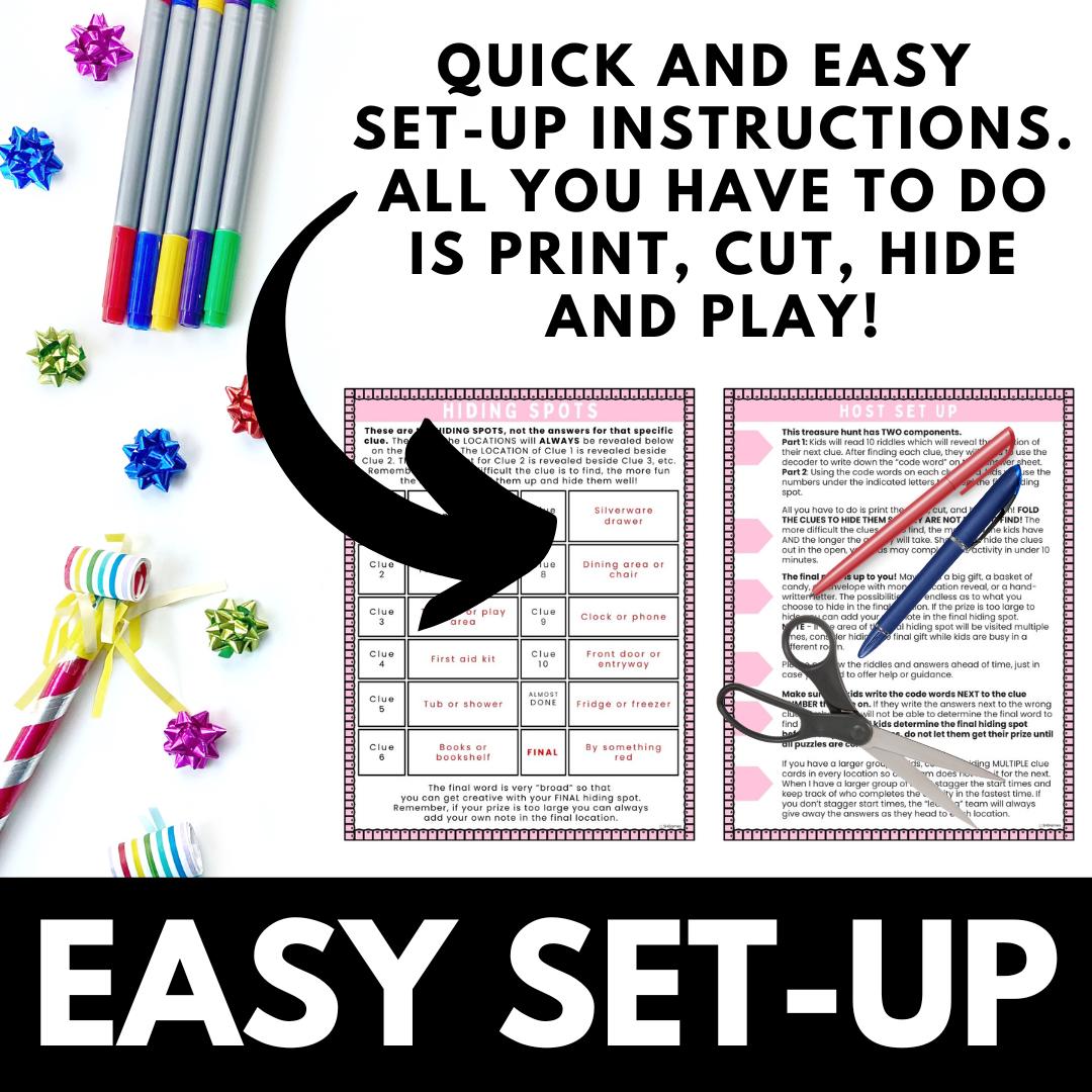 Valentine's Day Scavenger Hunt for Kids, Indoor Printable Game, Riddles ...