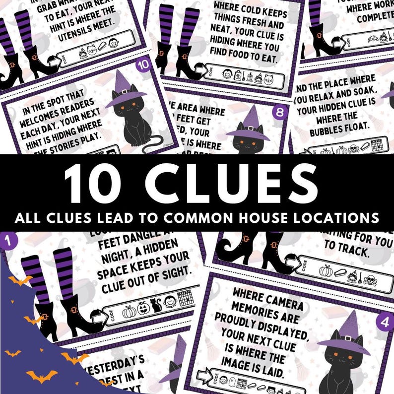 Halloween Witch Scavenger Hunt for Kids, Indoor Printable Game, Puzzles ...