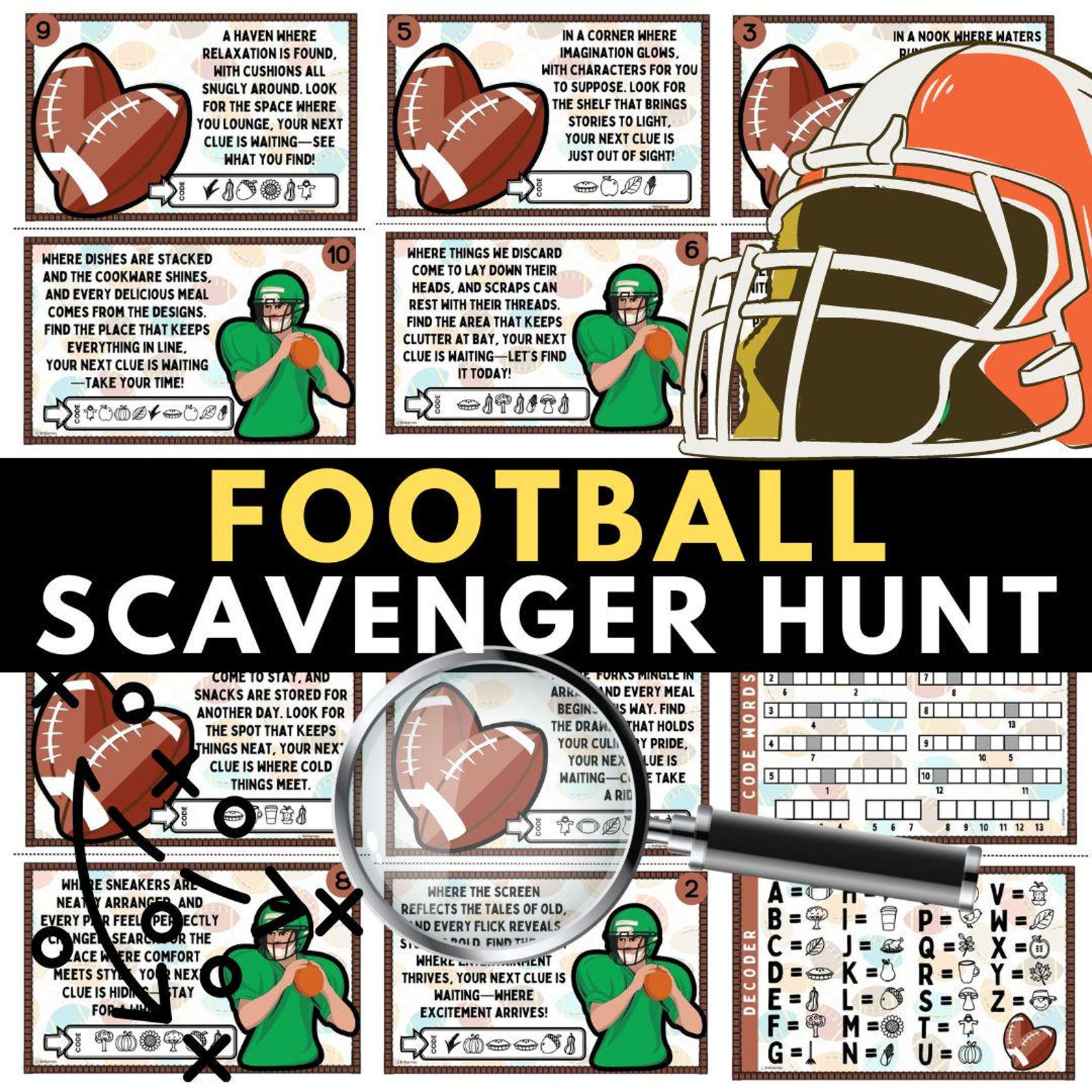 Football Scavenger Hunt for Kids, Indoor Printable Game, Riddles ...