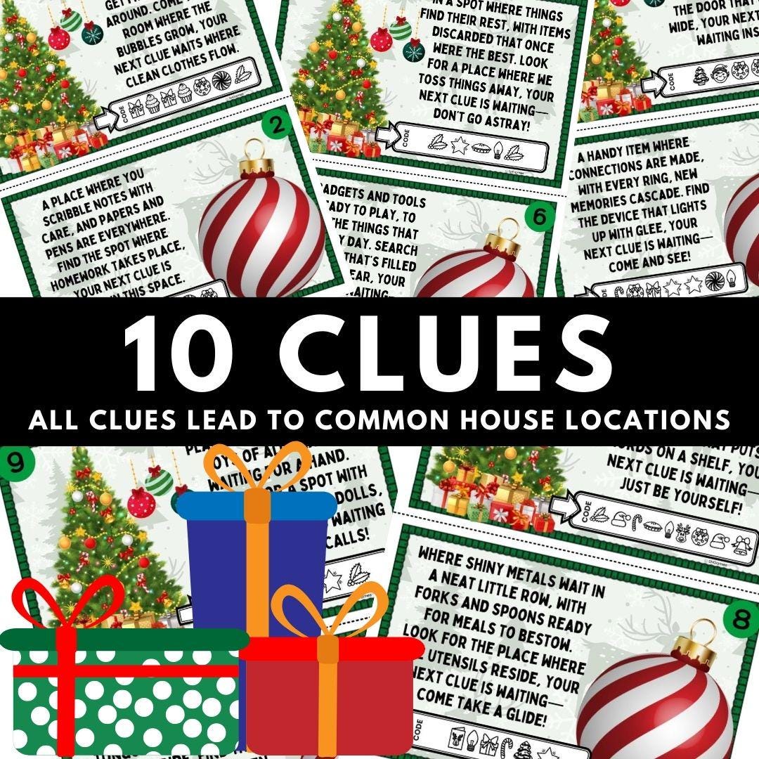 Christmas Tree Scavenger Hunt for Kids, Indoor Printable Game, Riddles ...