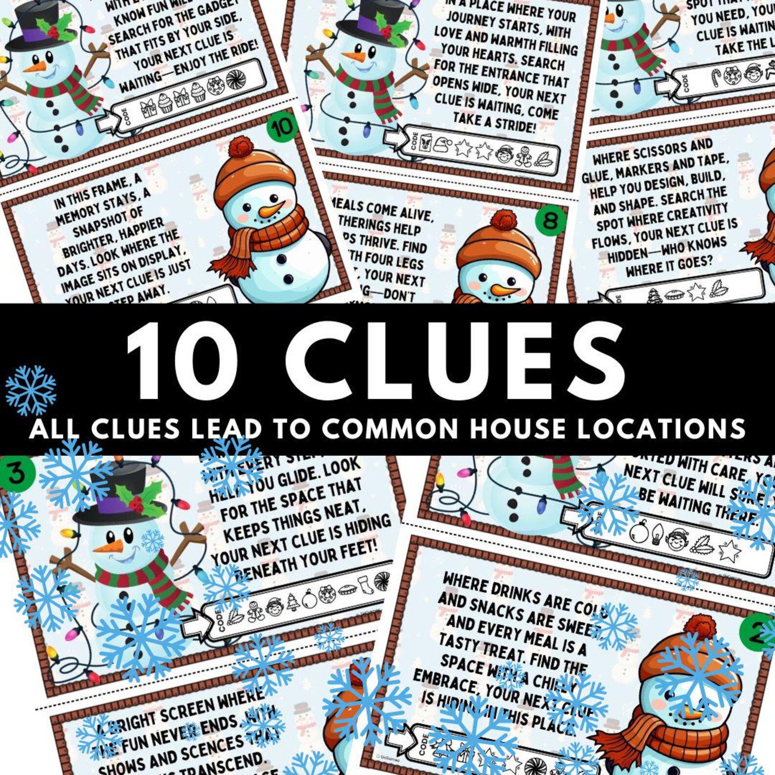 Snowmen Scavenger Hunt for Kids, Indoor Printable Game, Riddles ...