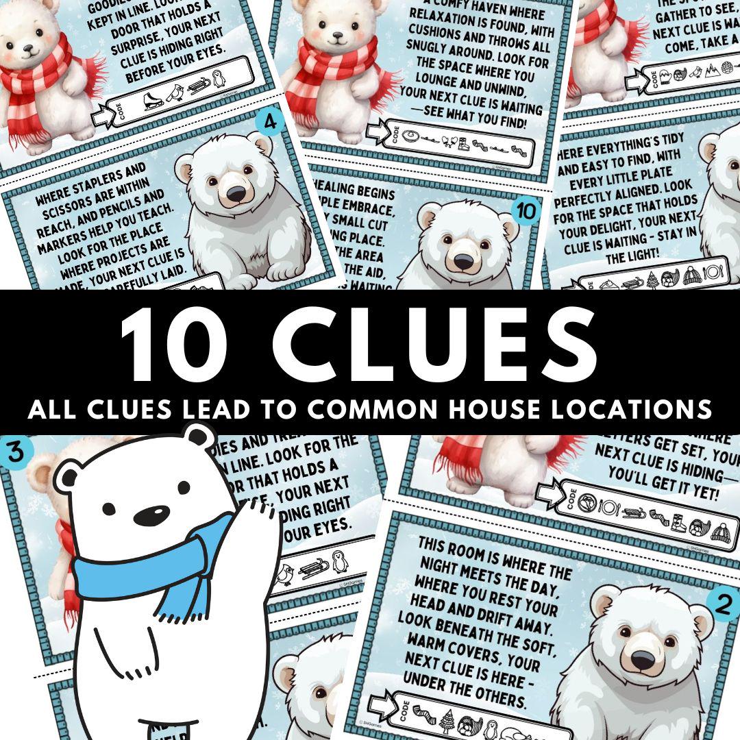 Polar Bears Scavenger Hunt for Kids, Indoor Printable Game, Riddles ...