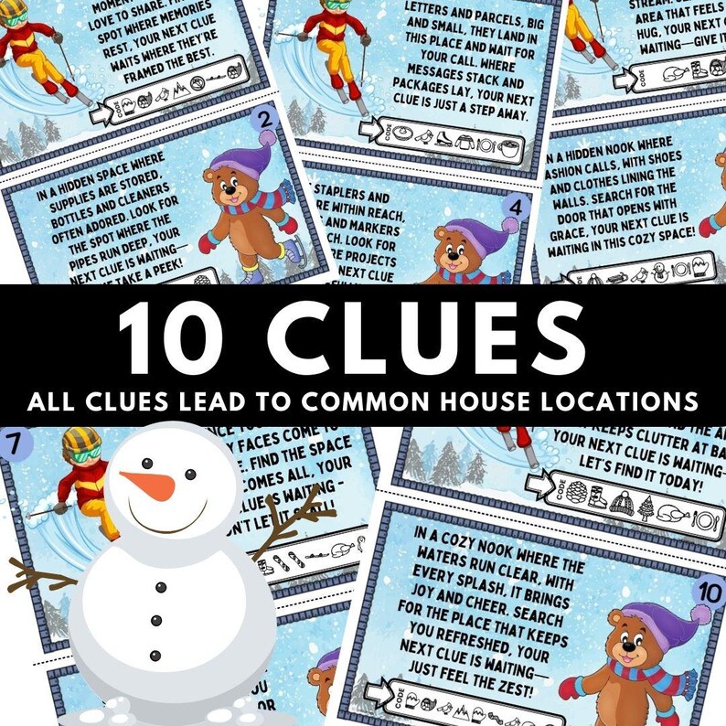 Winter Sports Scavenger Hunt for Kids, Indoor Printable Game, Riddles ...