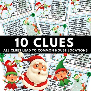 Christmas Elves Scavenger Hunt for Kids, Indoor Printable Game, Riddles ...