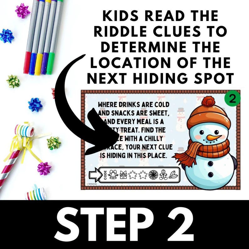 Snowmen Scavenger Hunt for Kids, Indoor Printable Game, Riddles ...