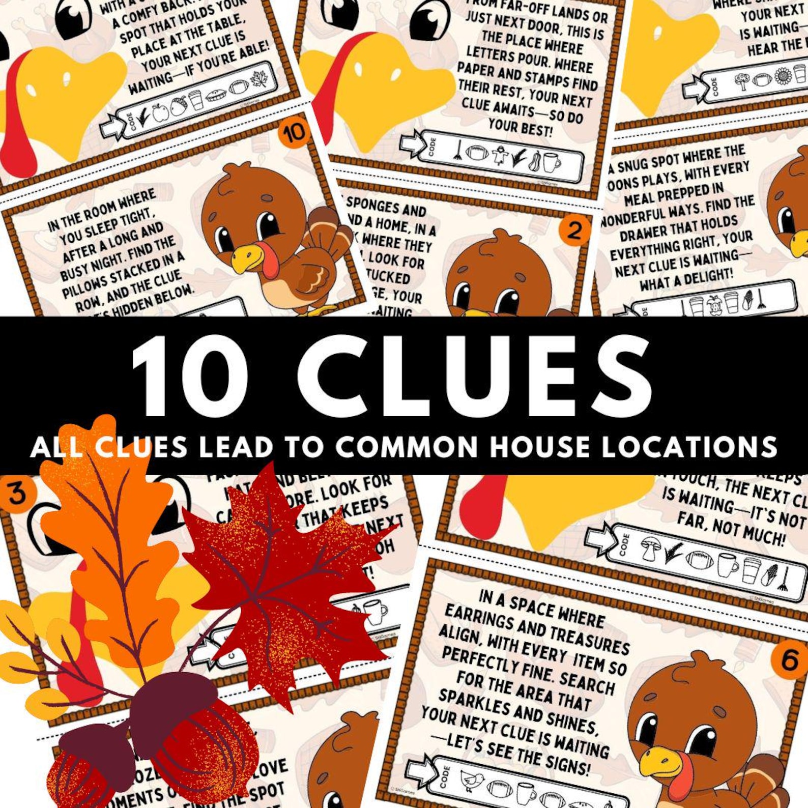 Turkey Trot Scavenger Hunt for Kids, Indoor Printable Game, Riddles ...