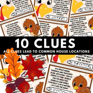 Turkey Trot Scavenger Hunt for Kids, Indoor Printable Game, Riddles ...