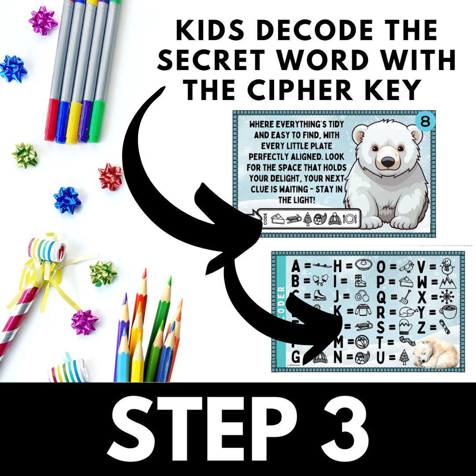 Polar Bears Scavenger Hunt for Kids, Indoor Printable Game, Riddles ...