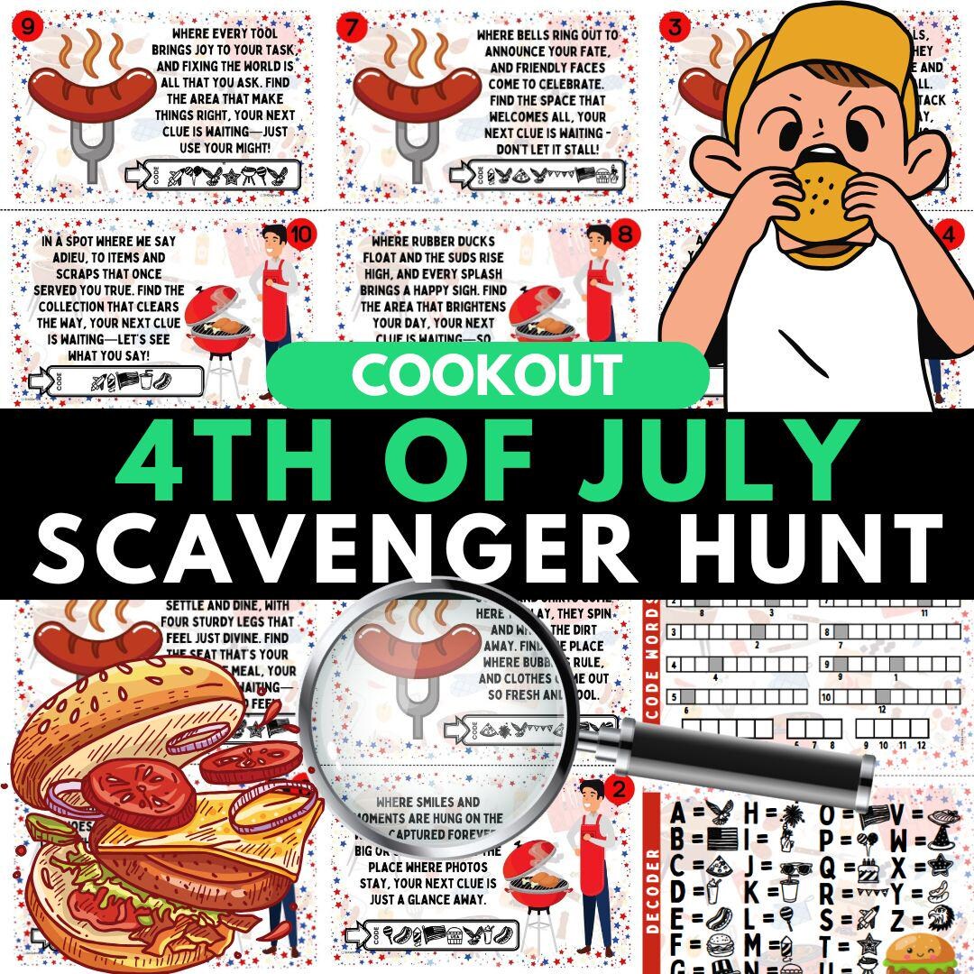 4th of July Cookout Scavenger Hunt for Kids, Indoor Printable Game ...
