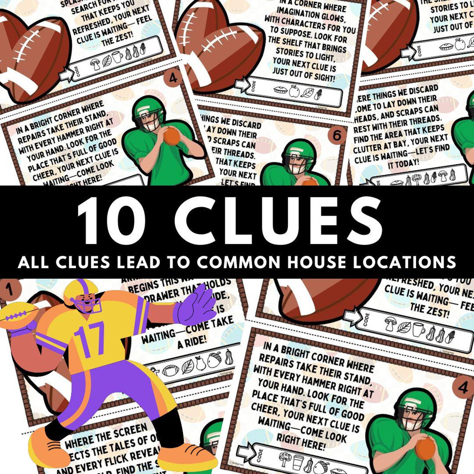 Football Scavenger Hunt for Kids, Indoor Printable Game, Riddles ...