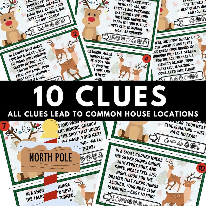 Christmas Reindeer Scavenger Hunt for Kids, Indoor Printable Game ...
