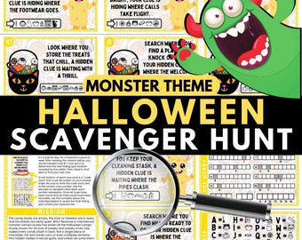 Halloween Witch Scavenger Hunt for Kids, Indoor Printable Game, Puzzles ...