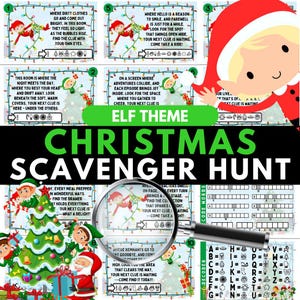 Christmas Elves Scavenger Hunt for Kids, Indoor Printable Game, Riddles ...