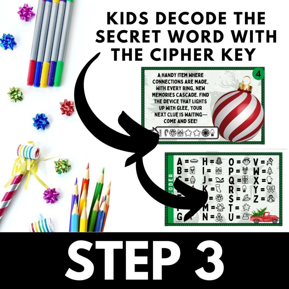 Christmas Tree Scavenger Hunt for Kids, Indoor Printable Game, Riddles ...