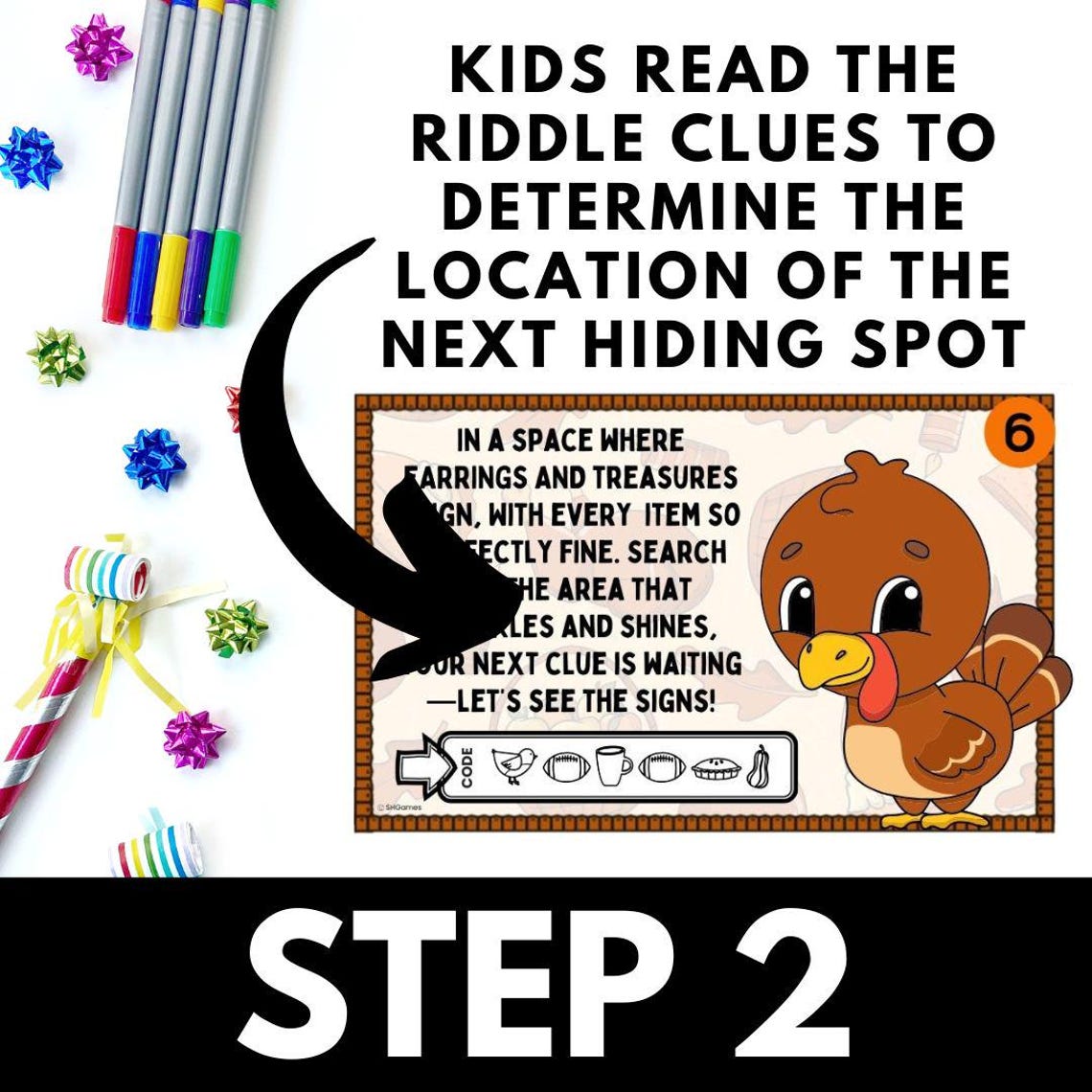 Turkey Trot Scavenger Hunt for Kids, Indoor Printable Game, Riddles ...