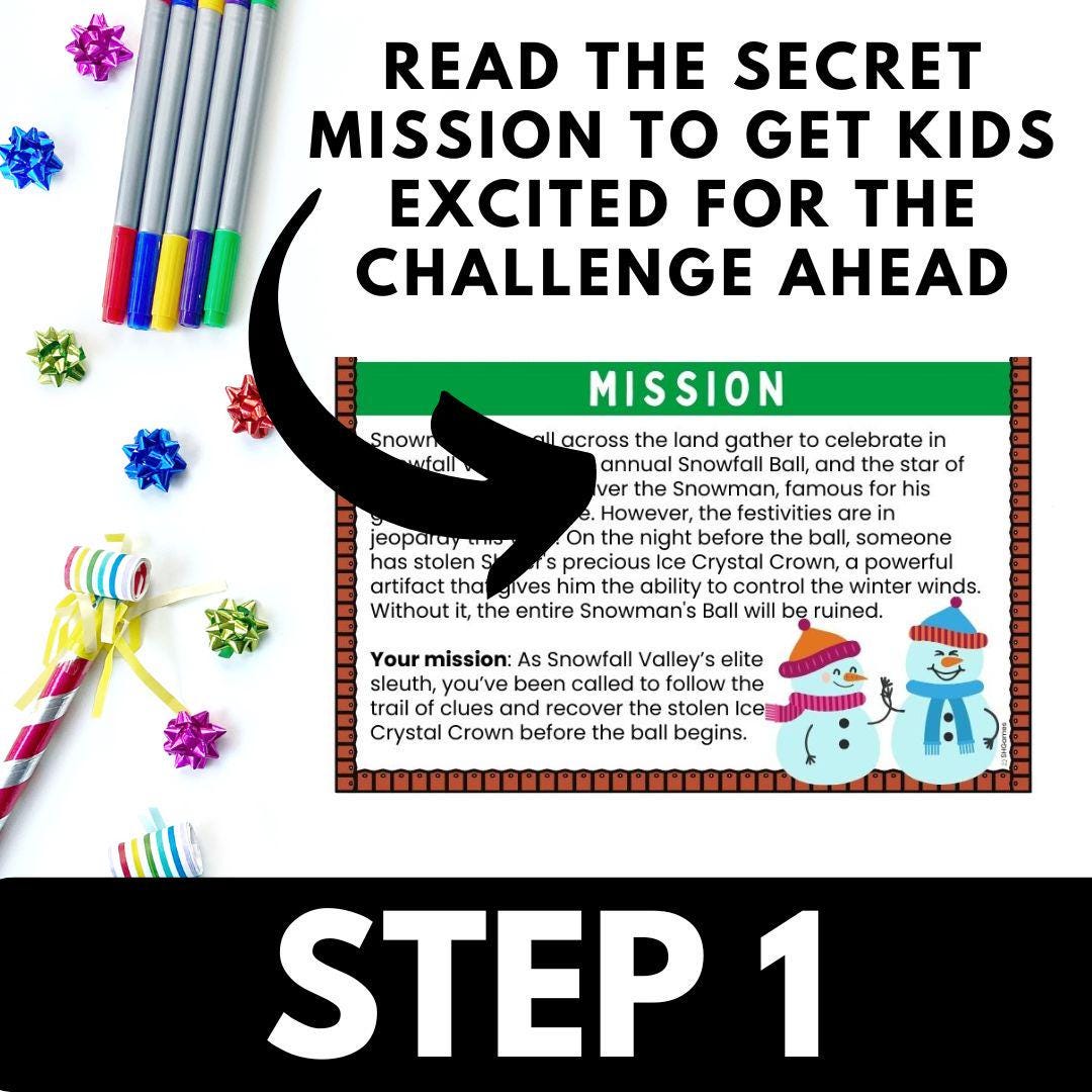 Snowmen Scavenger Hunt for Kids, Indoor Printable Game, Riddles ...