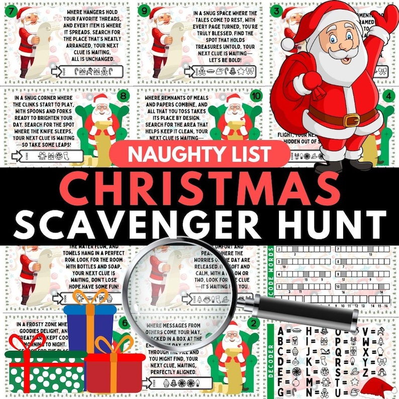 Naughty List Scavenger Hunt for Kids, Indoor Printable Game, Riddles, Puzzles, Family Fun ...