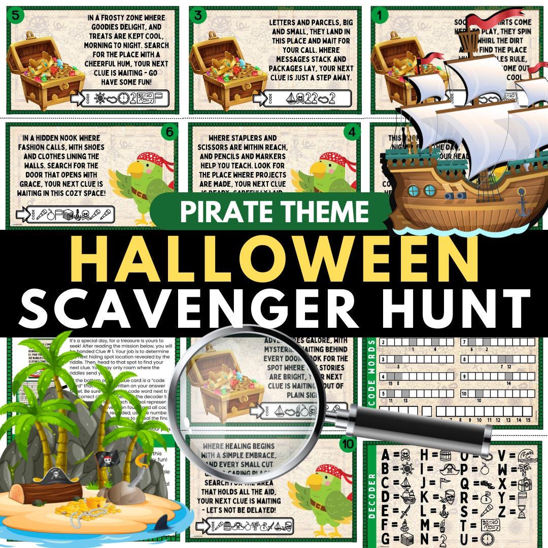 Halloween Pirate Scavenger Hunt for Kids, Indoor Printable Game ...