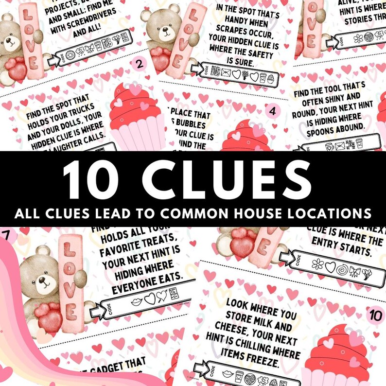 Valentine's Day Scavenger Hunt for Kids, Indoor Printable Game, Riddles ...