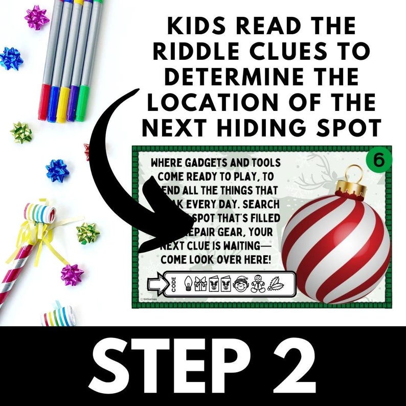 Christmas Tree Scavenger Hunt for Kids, Indoor Printable Game, Riddles ...