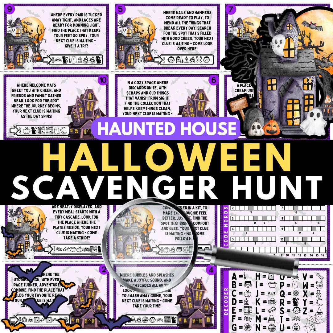 Halloween Haunted House Scavenger Hunt for Kids, Indoor Printable Game ...