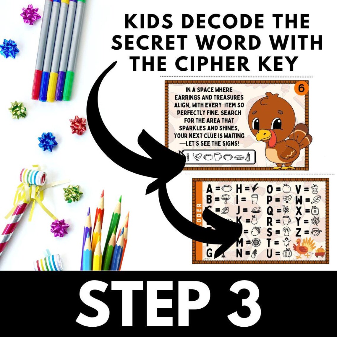 Turkey Trot Scavenger Hunt for Kids, Indoor Printable Game, Riddles ...