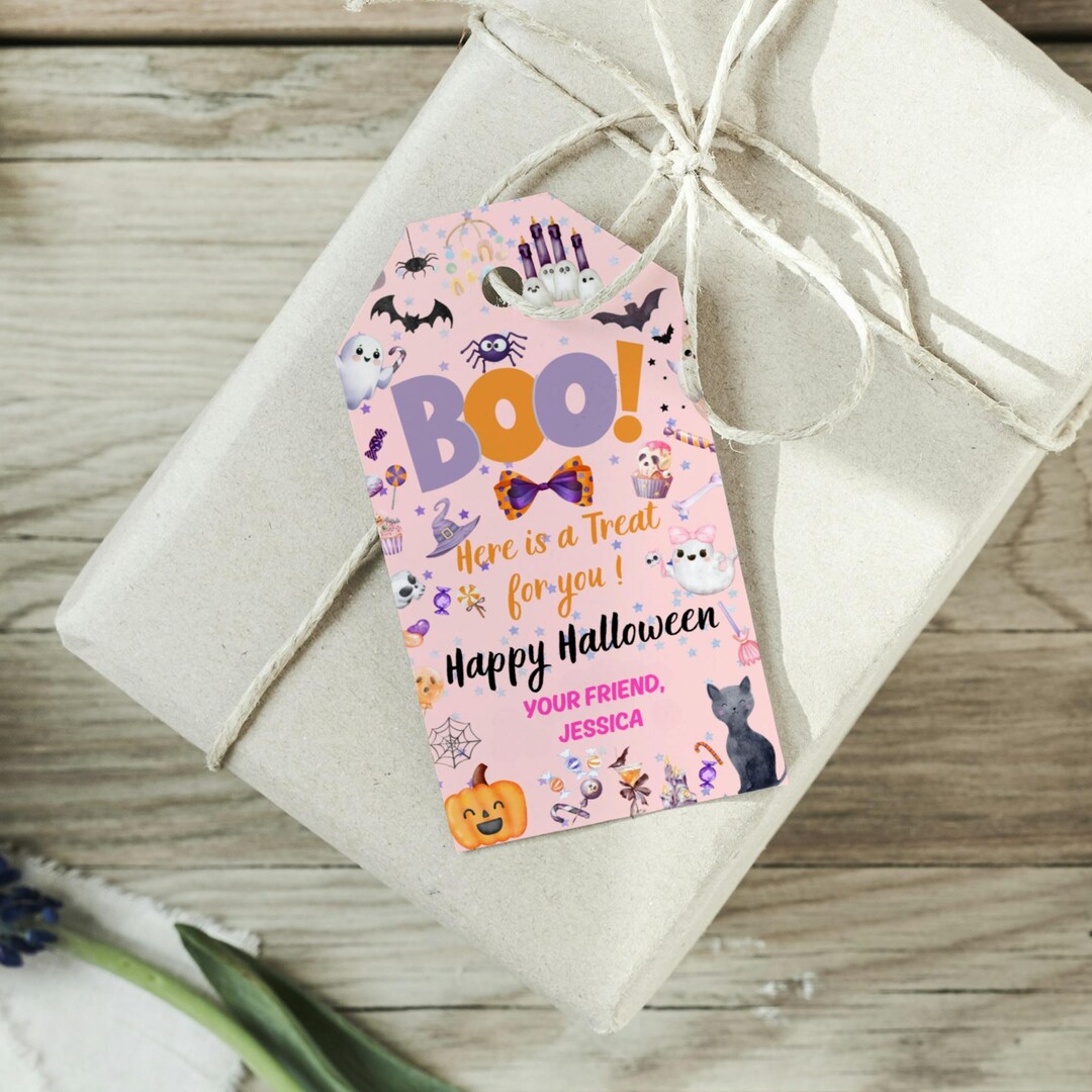 Editable Halloween Gift Tag, Halloween Favor Tag, Trick or Treat Favor ...