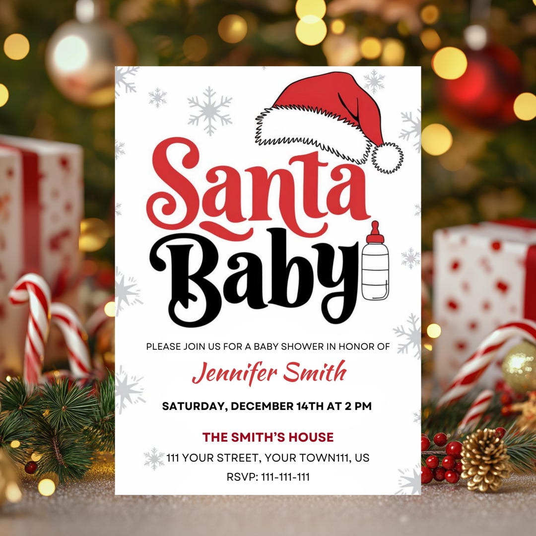Editable Santa Baby Shower Invitation, Santa Baby Clothes Invite ...
