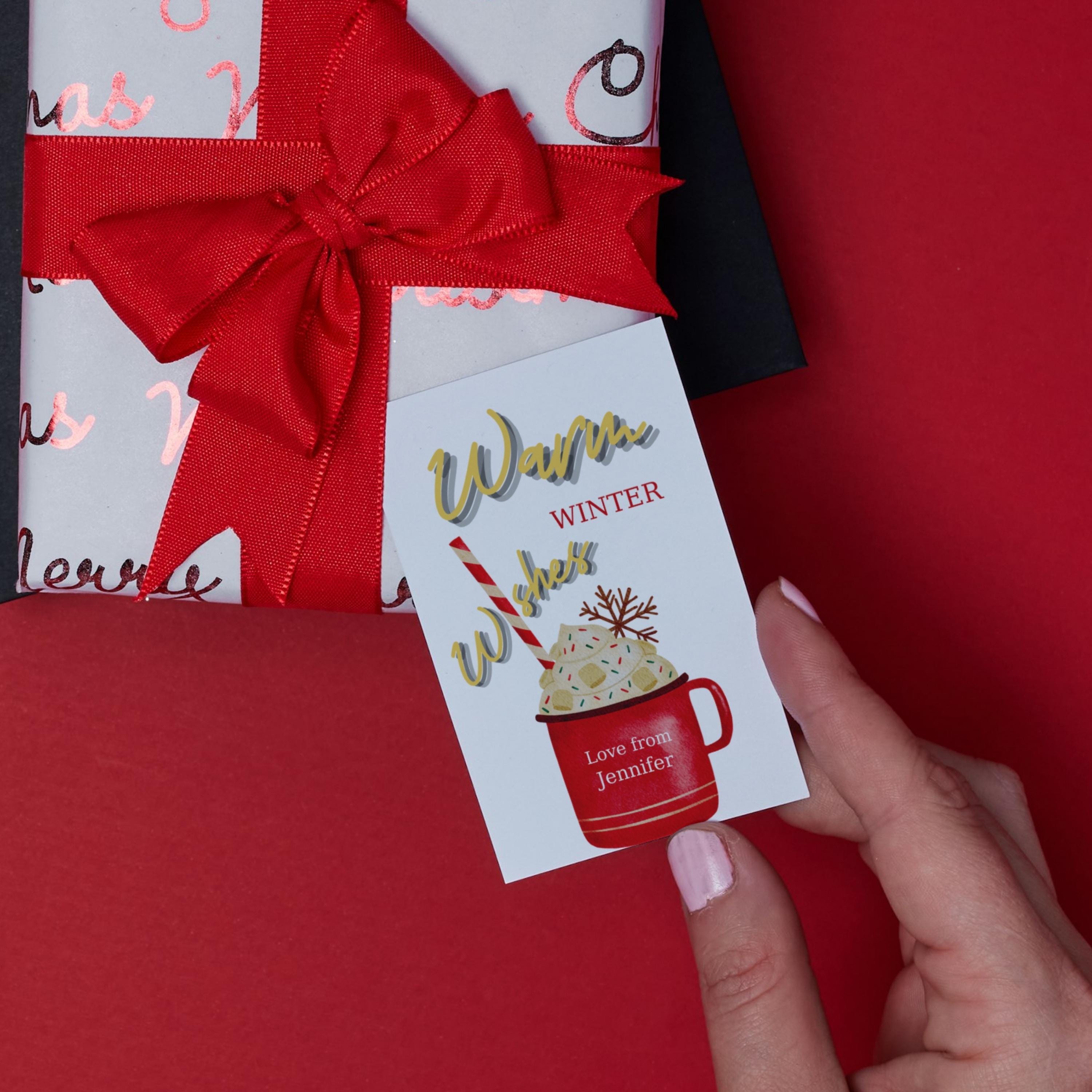 Editable Hot Chocolate Gift Tag, Warm Wishes Tag, Christmas Tag, Hot ...