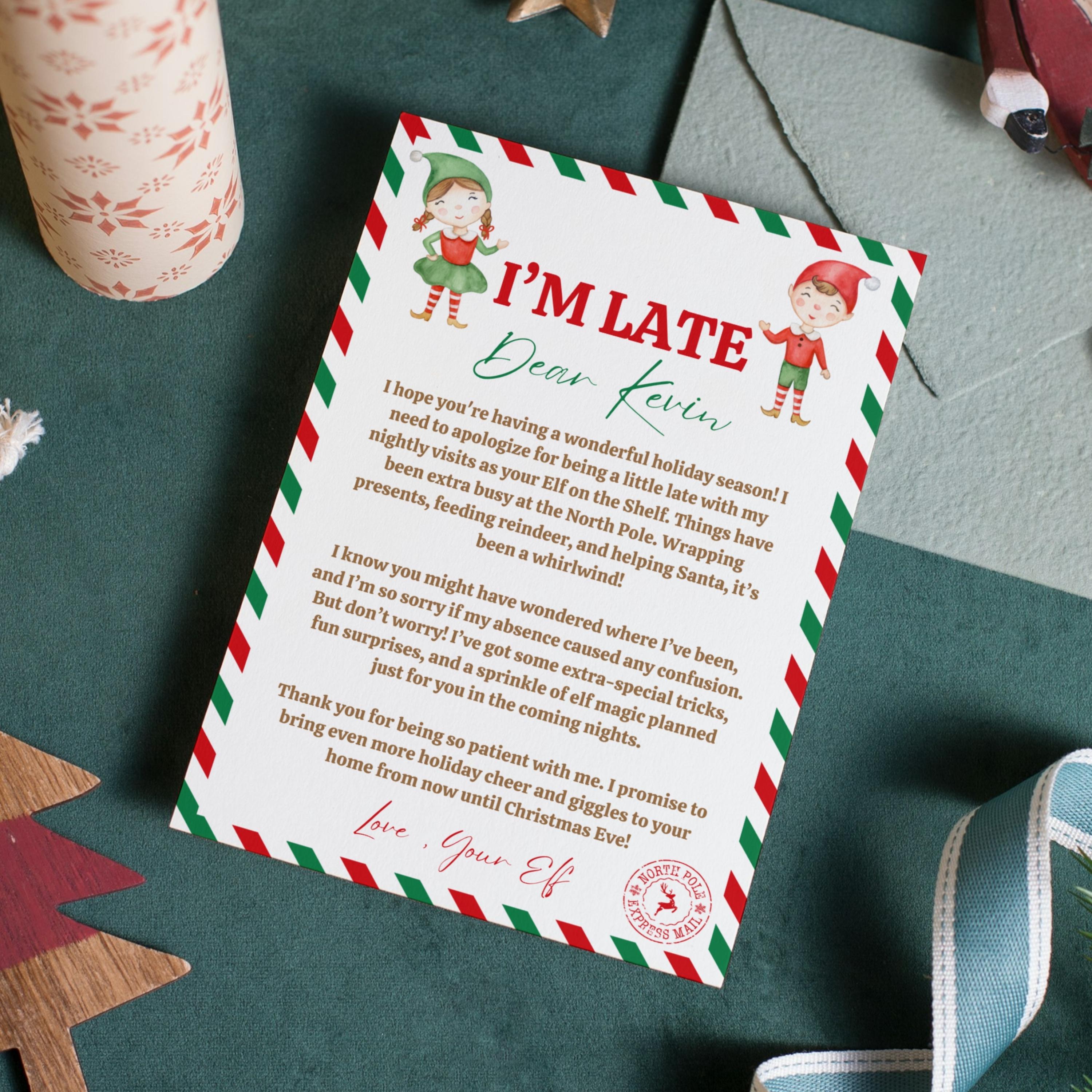 Editable Elf I'm Late Arrival Letter, Christmas Elf Last Minute Letter ...
