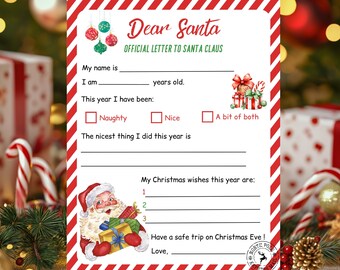 Printable Letter to Santa • Santa Letter • Kids Christmas Wish List ...