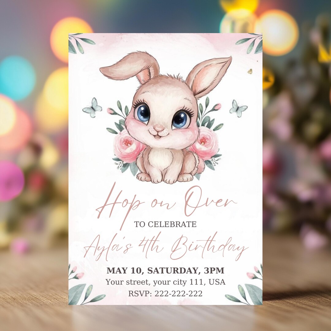 Editable Bunny Birthday Invitation, Some Bunny is One Invitation ...
