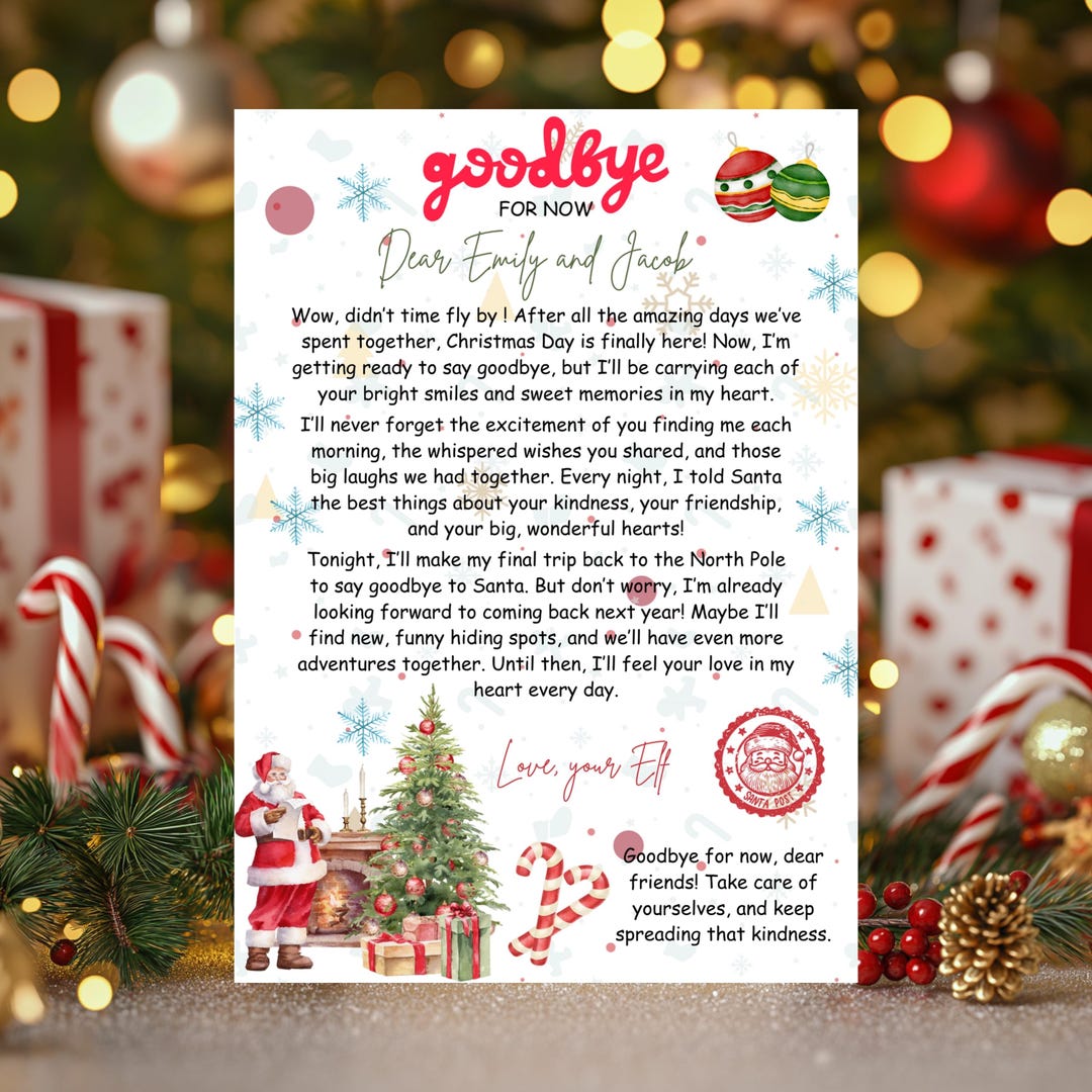 Editable Elf Goodbye Letter Departure Letter Christmas Goodbye From ...