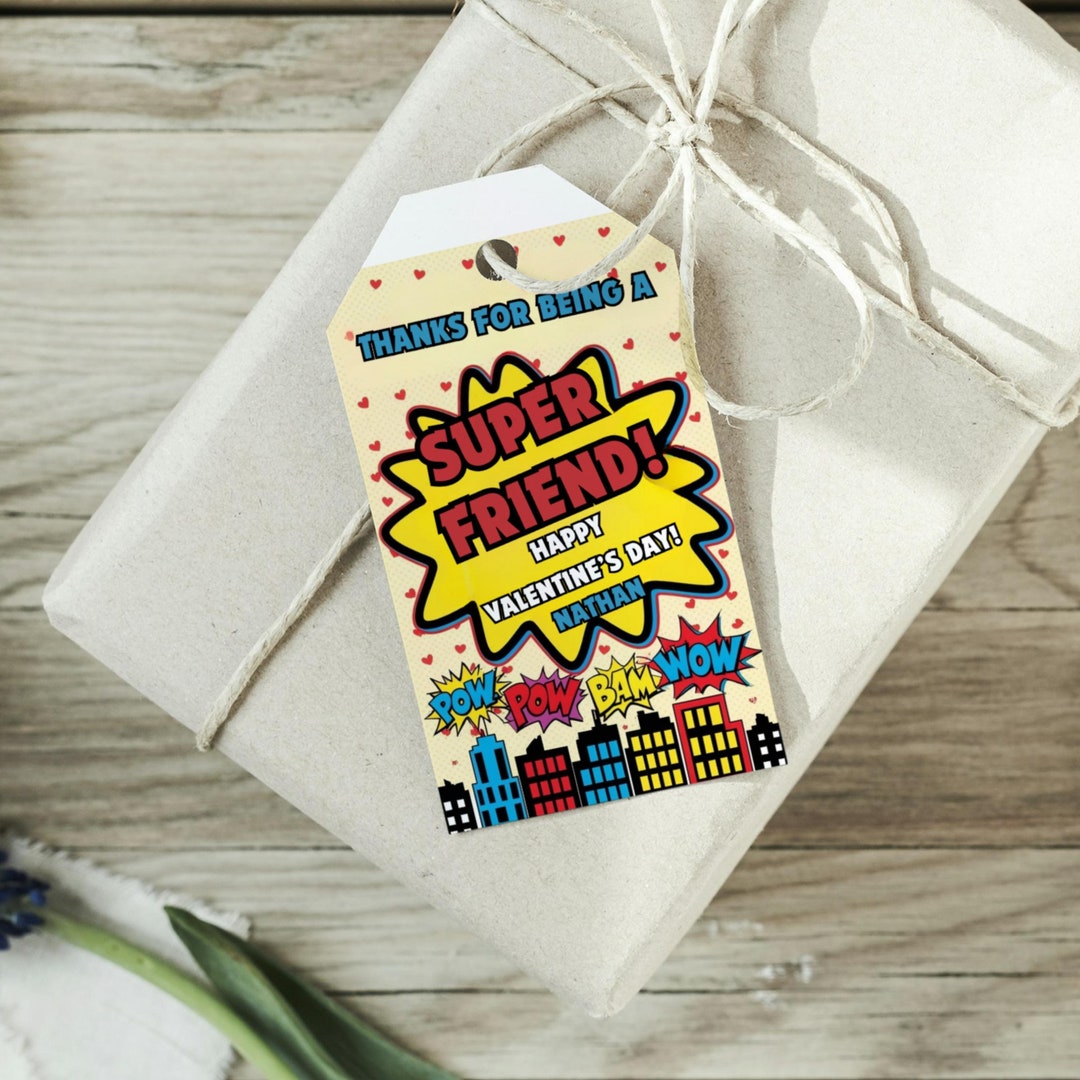 Super Friend Valentine's Day Gift Tag Template, Printable Superhero ...