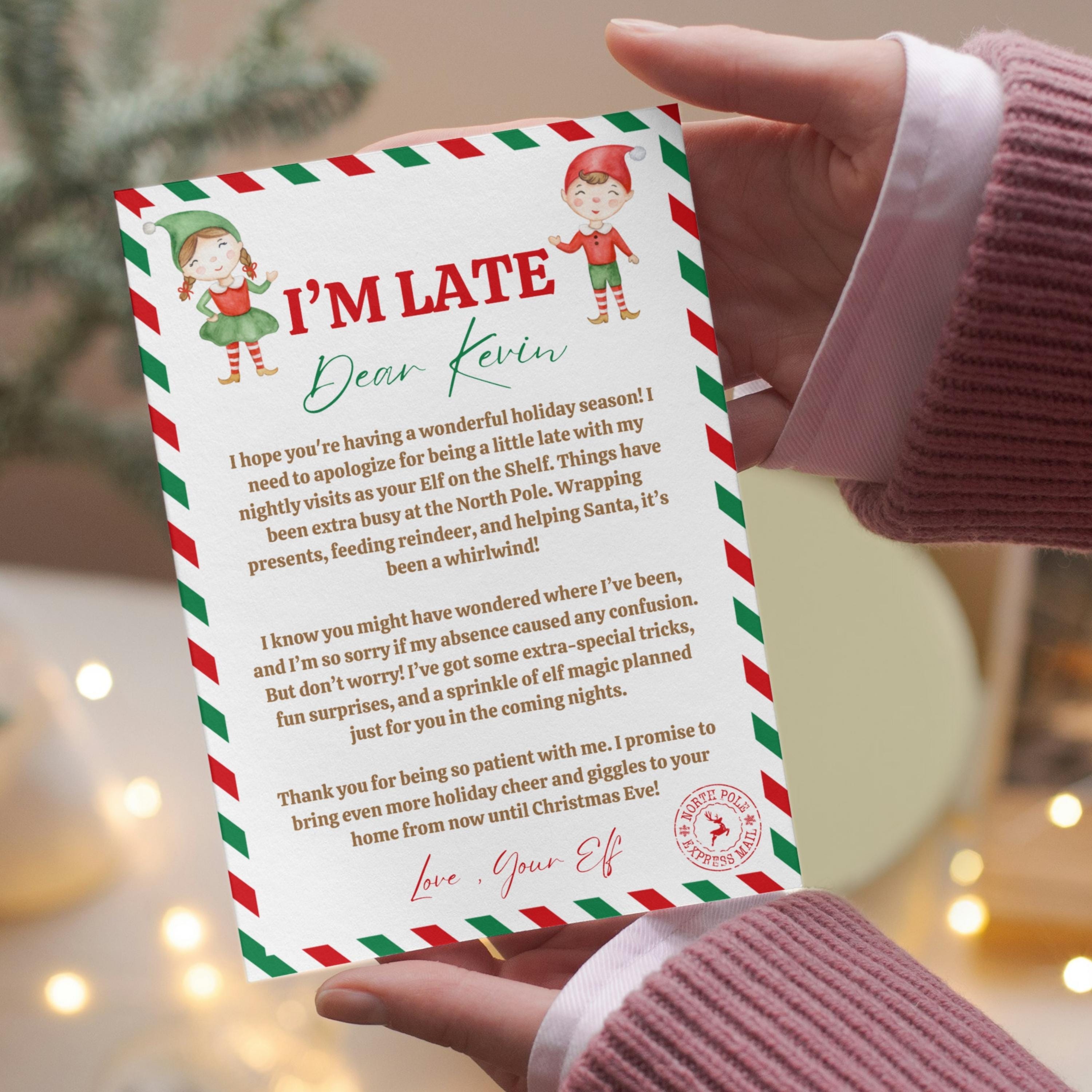 Editable Elf I'm Late Arrival Letter, Christmas Elf Last Minute Letter ...